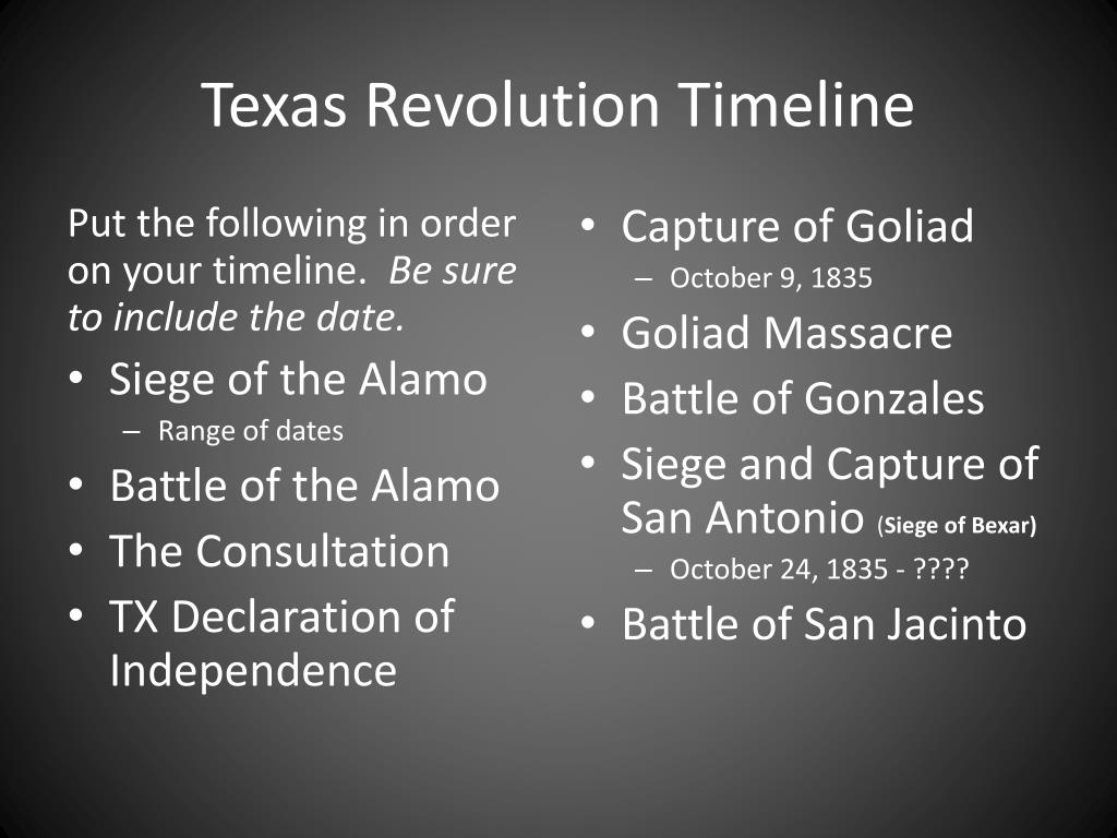 PPT - Texas Revolution Timeline PowerPoint Presentation, free download ...