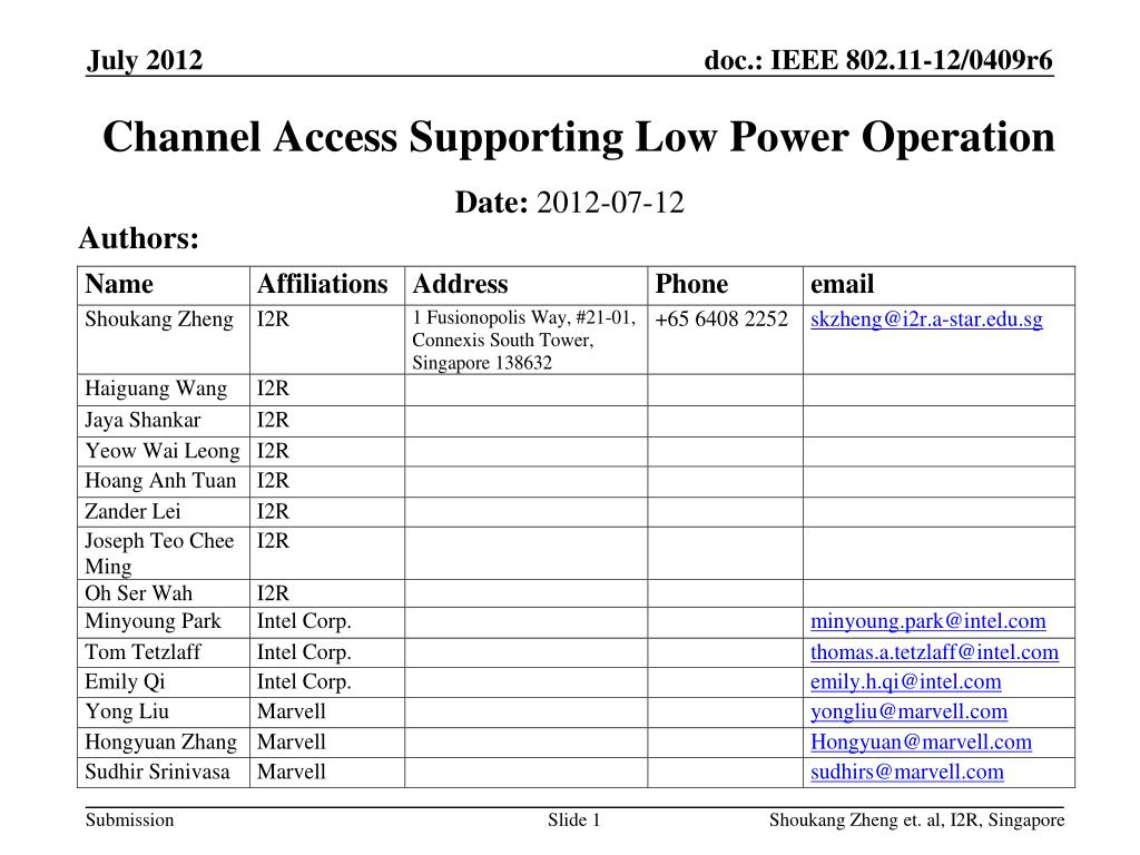 PPT - Channel Access Supporting Low Power Operation PowerPoint ...