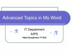 PPT - MS Word Advanced Training PowerPoint Presentation, free download ...
