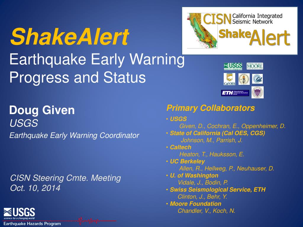 PPT - ShakeAlert Earthquake Early Warning Progress and Status ...