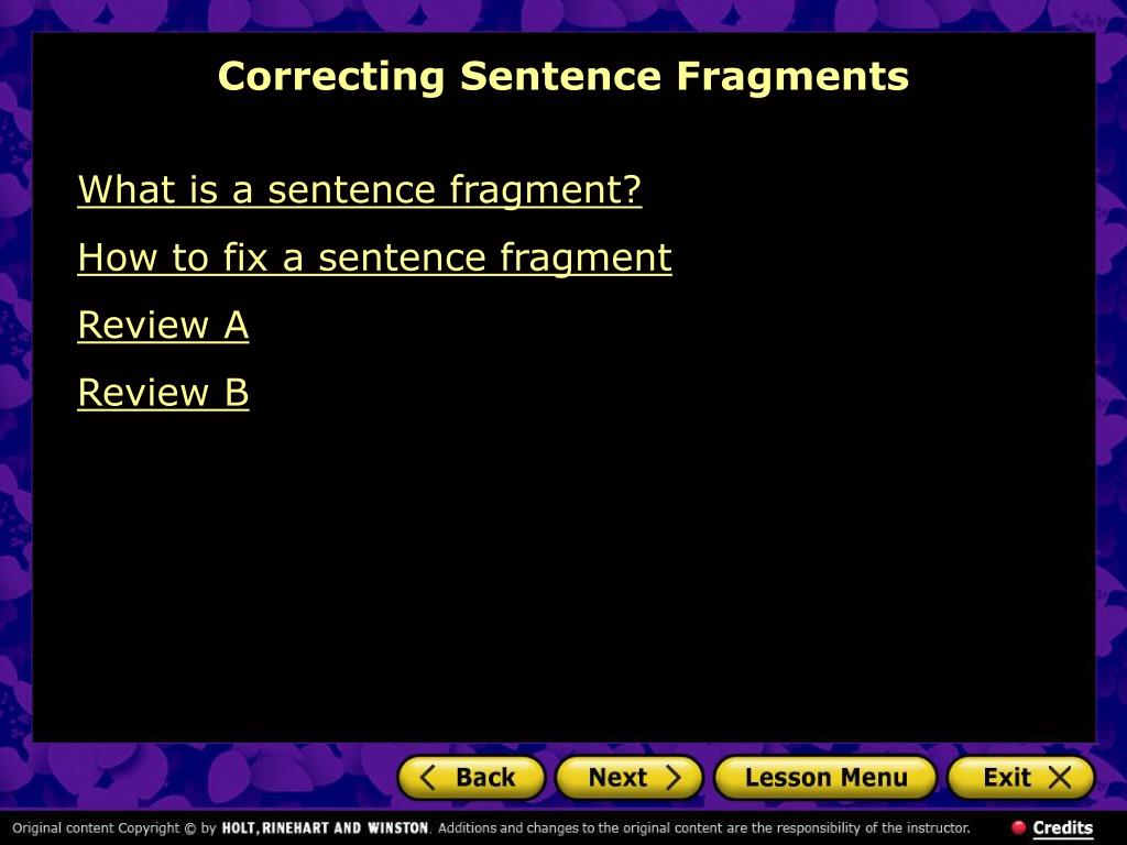 PPT - Correcting Sentence Fragments PowerPoint Presentation, free ...