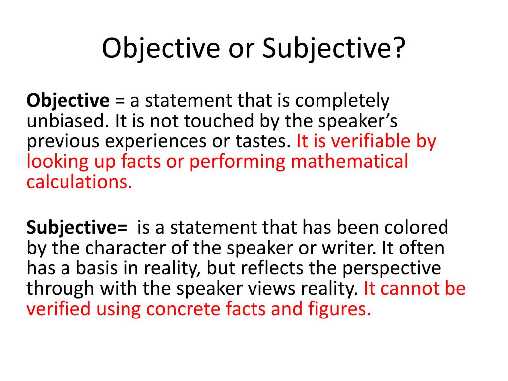 PPT - Objective or Subjective? PowerPoint Presentation, free download ...
