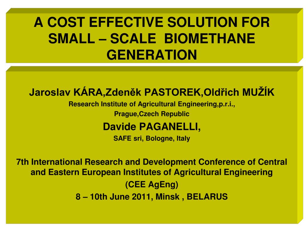 PPT - Cost-Effective Biogas Generation for Small-Scale Biomethane ...
