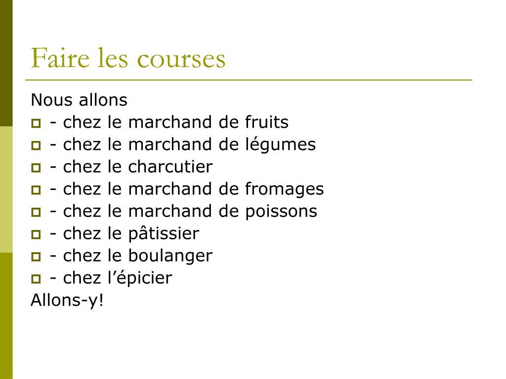 PPT - Faire les courses PowerPoint Presentation, free download - ID:6204352