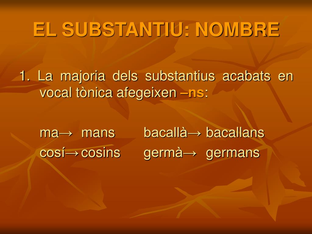 PPT - EL SUBSTANTIU: NOMBRE PowerPoint Presentation, free download - ID:6211369