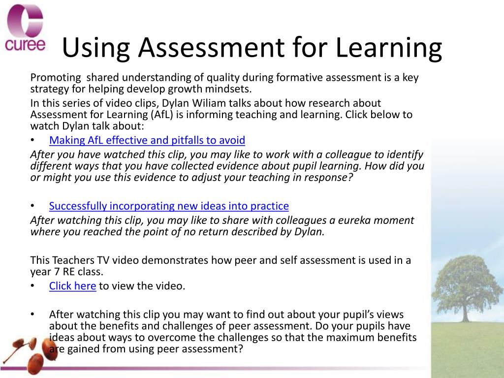 PPT - Using Assessment for Learning PowerPoint Presentation, free ...