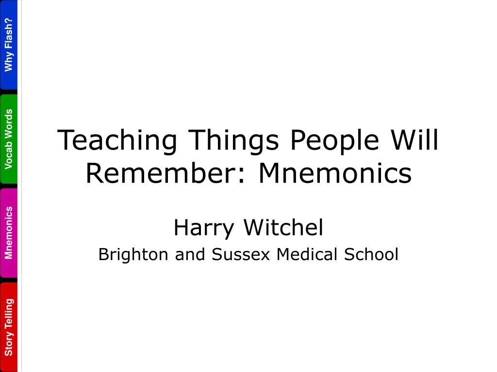 PPT - Teaching Things People Will Remember: Mnemonics PowerPoint ...