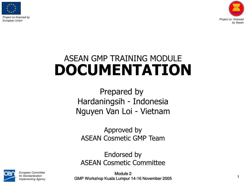 PPT - ASEAN GMP TRAINING MODULE DOCUMENTATION PowerPoint Presentation ...
