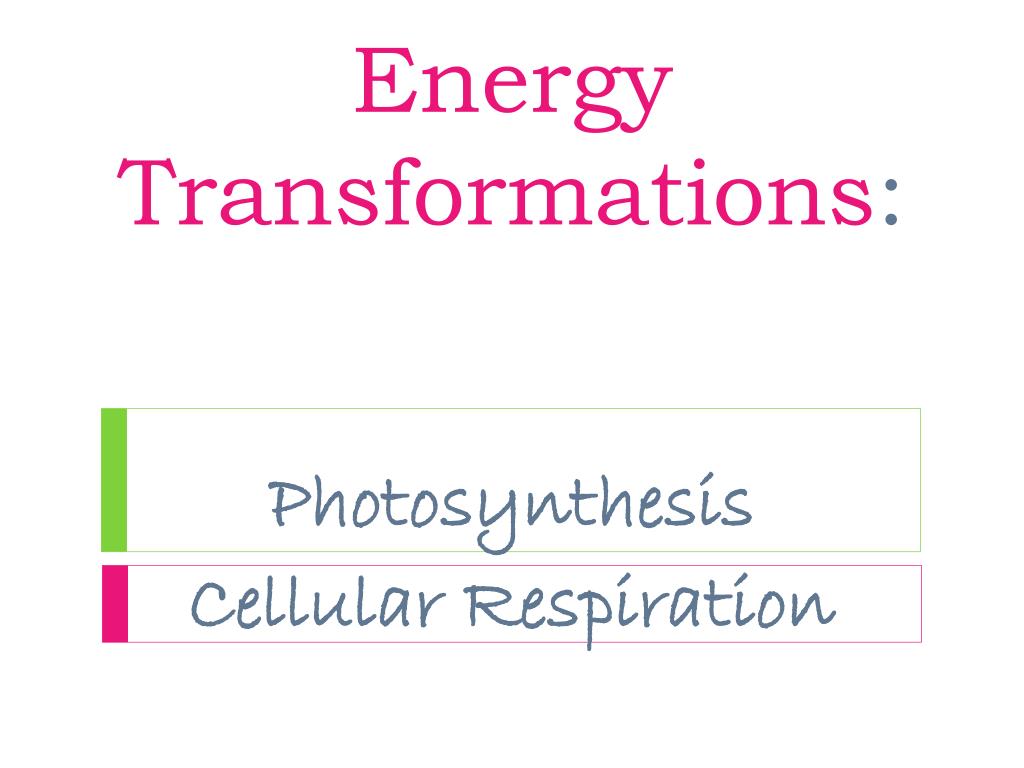 PPT - Energy Transformations : Photosynthesis Cellular Respiration ...