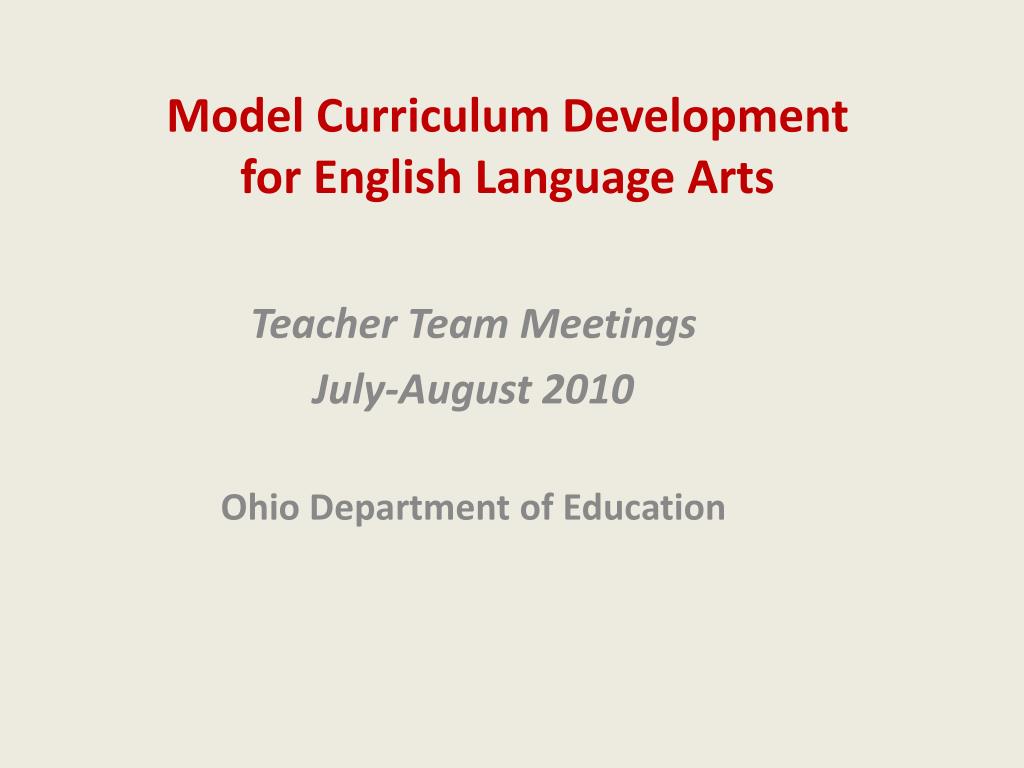 PPT - Model Curriculum Development for English Language Arts PowerPoint ...