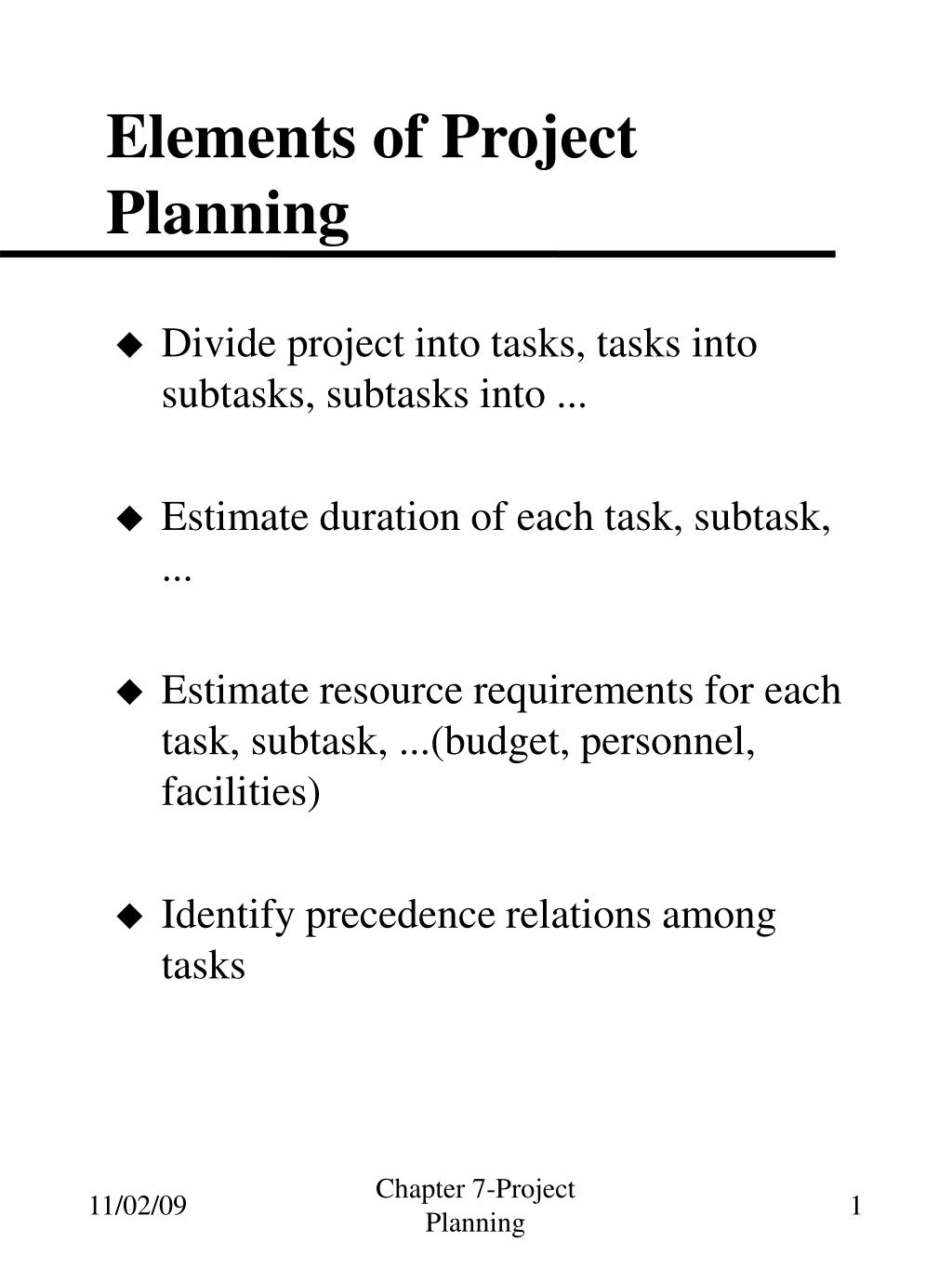 PPT - Essential Elements of Project Planning: Tools and Techniques for ...