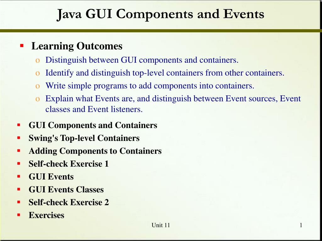 PPT - Java GUI Components and Events PowerPoint Presentation, free ...