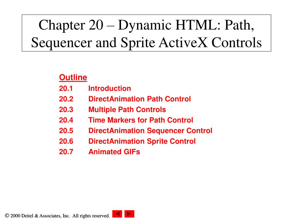 Ppt Chapter 20 Dynamic Html Path Sequencer And Sprite Activex Controls Powerpoint