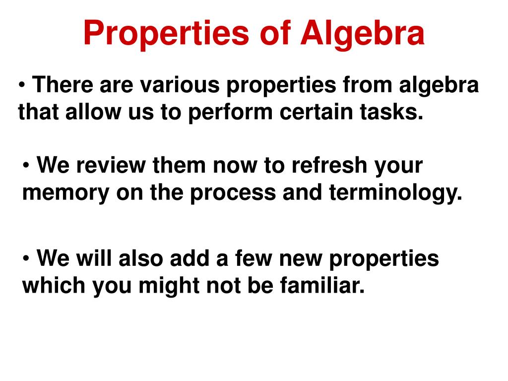 PPT - Properties of Algebra PowerPoint Presentation, free download - ID ...