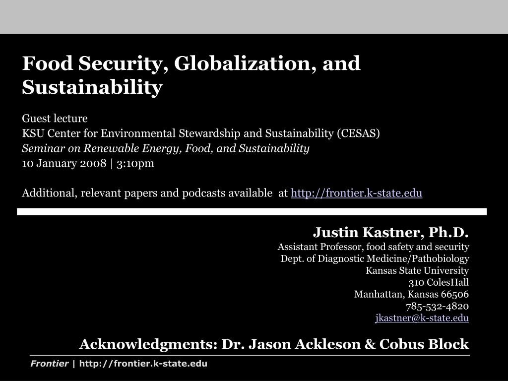 PPT - Food Security, Globalization, and Sustainability PowerPoint ...