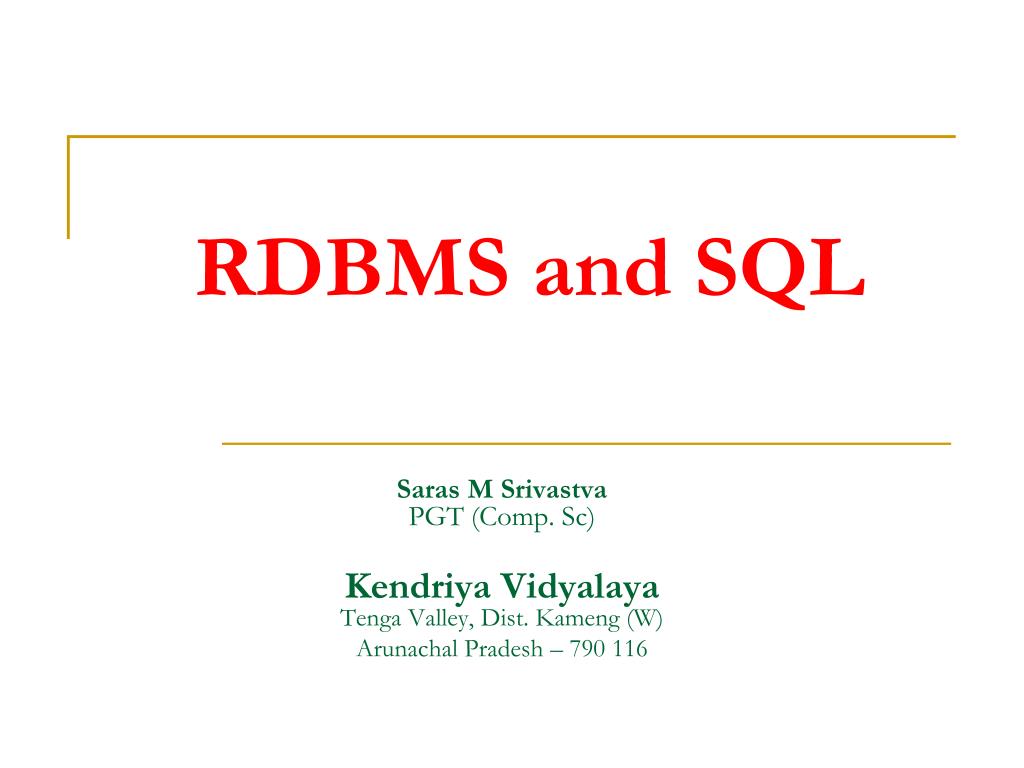 PPT - RDBMS and SQL PowerPoint Presentation, free download - ID:6259627