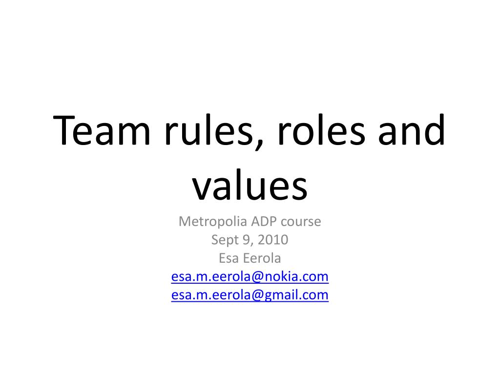PPT - Team rules, roles and values PowerPoint Presentation, free ...