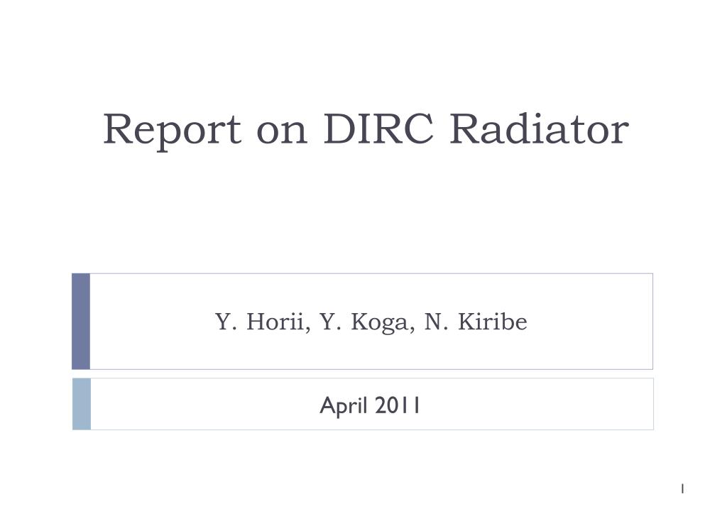 PPT - Report on DIRC Radiator PowerPoint Presentation, free download ...