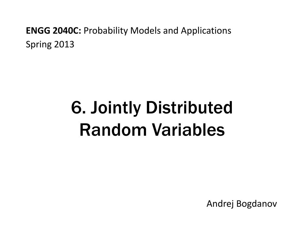 PPT - 6. Jointly Distributed Random Variables PowerPoint Presentation ...