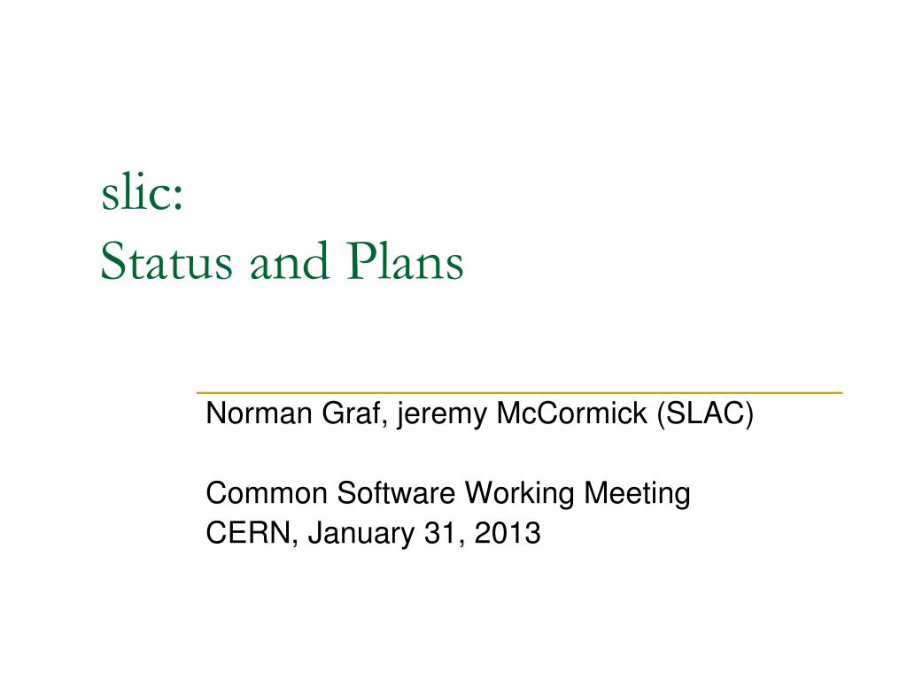 PPT - slic : Status and Plans PowerPoint Presentation, free download ...