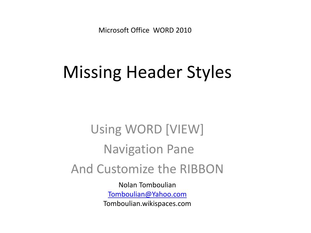 PPT - Missing Header Styles PowerPoint Presentation, free download - ID ...