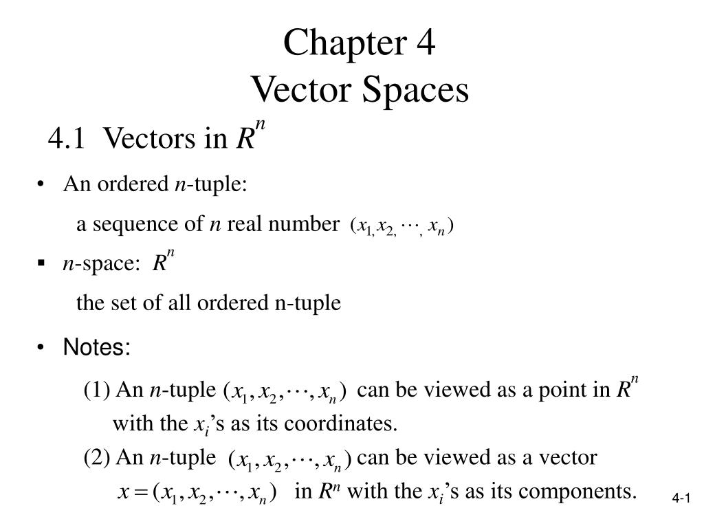 PPT - 4.1 Vectors in R n PowerPoint Presentation, free download - ID ...
