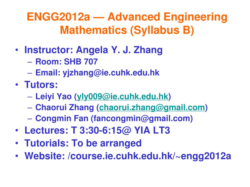PPT - ENGG2012a — Advanced Engineering Mathematics (Syllabus B ...