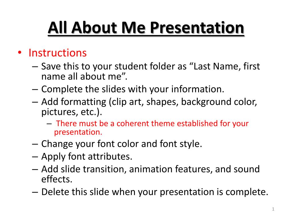 PPT - All About Me Presentation PowerPoint Presentation, free download ...