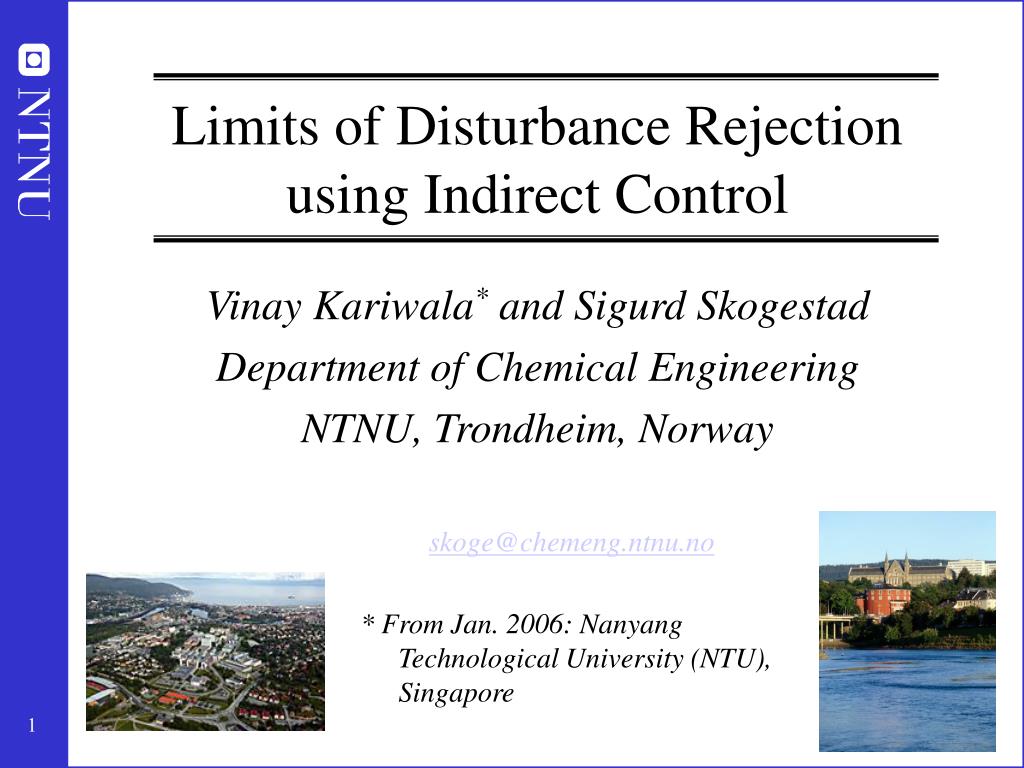 PPT - Limits of Disturbance Rejection Using Indirect Control ...