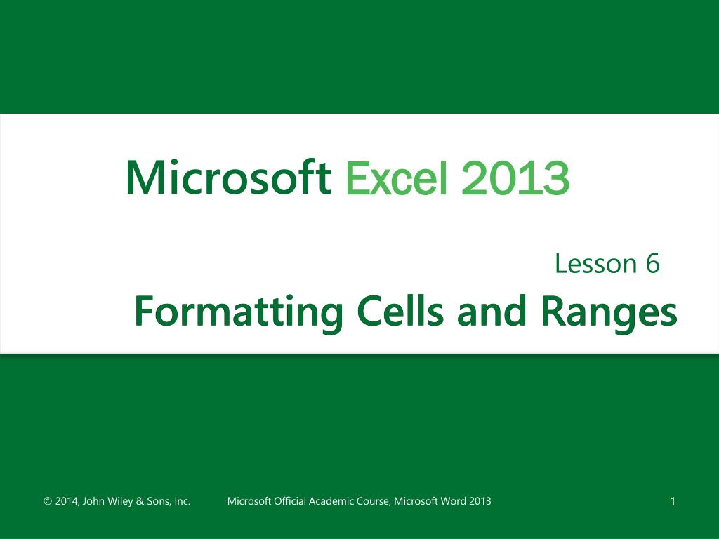 PPT - Formatting Cells and Ranges PowerPoint Presentation, free ...