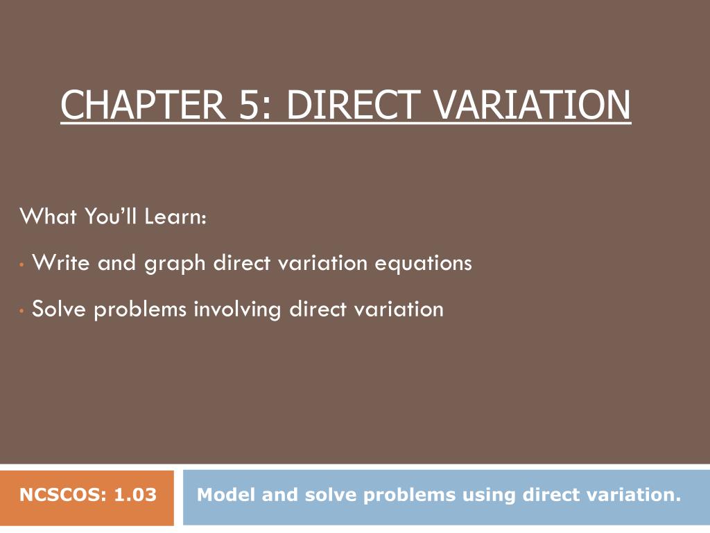 PPT - Chapter 5: Direct Variation PowerPoint Presentation, free ...