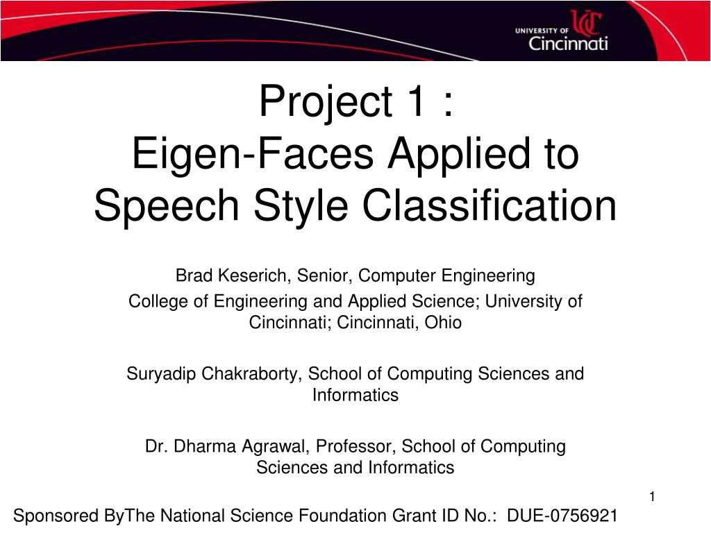 PPT - Project 1 : Eigen-Faces Applied to Speech Style Classification ...