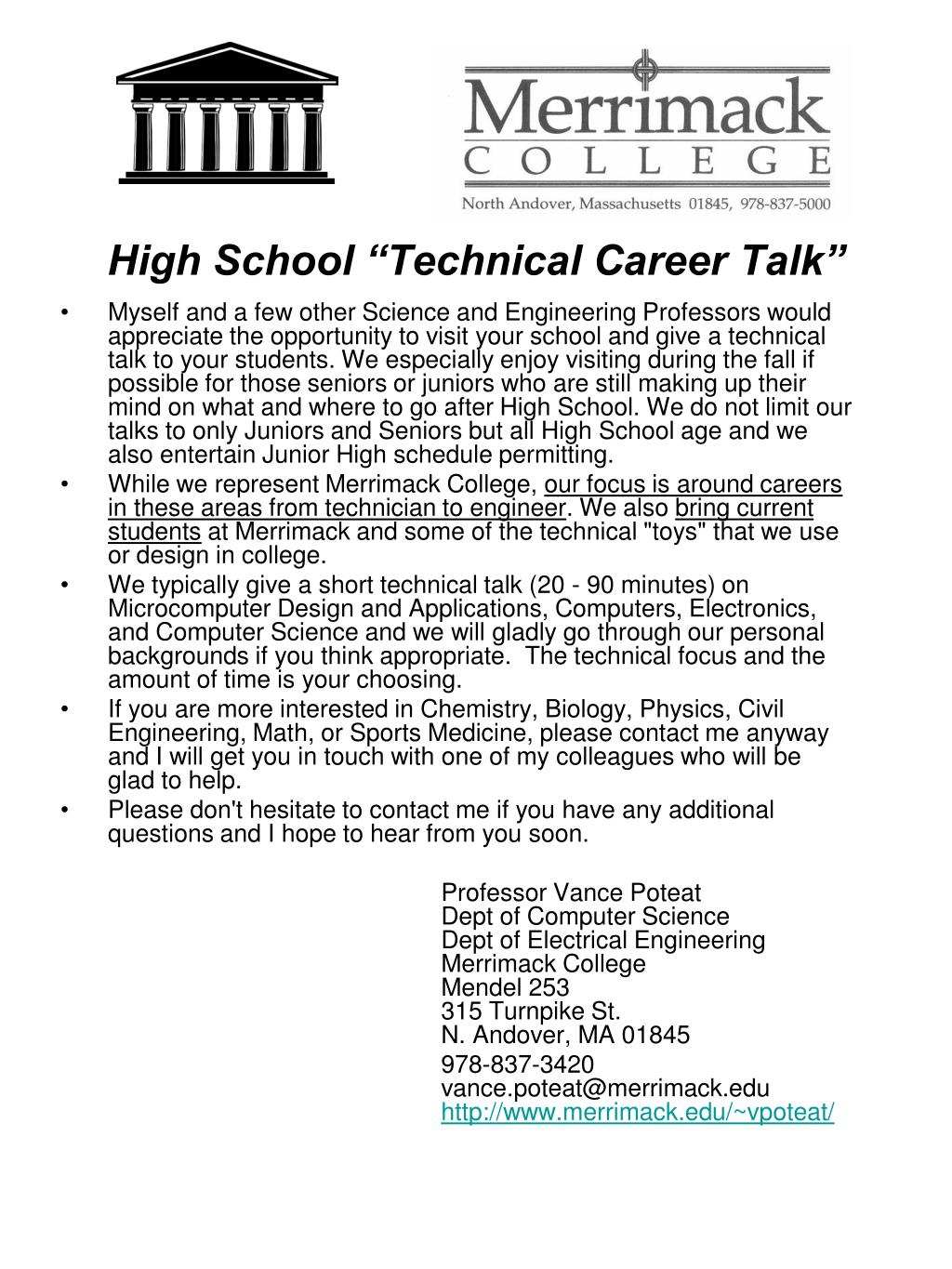 PPT - Engaging Technical Career Talks for High School Students by ...