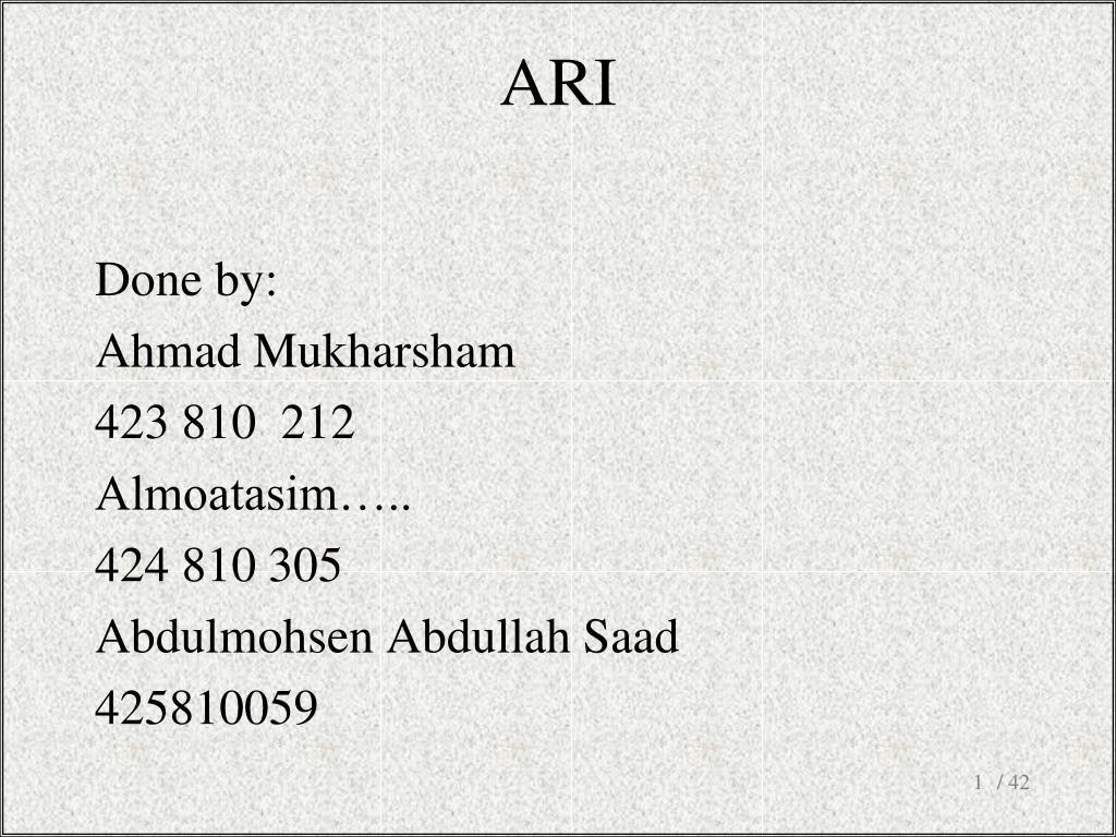 PPT - ARI PowerPoint Presentation, free download - ID:6317626
