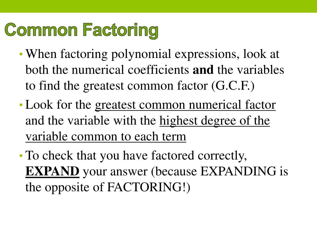 PPT - Common Factoring PowerPoint Presentation, free download - ID:6323557