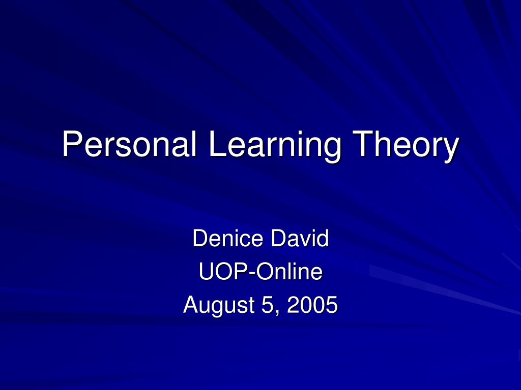 PPT - Personal Learning Theory PowerPoint Presentation, free download ...