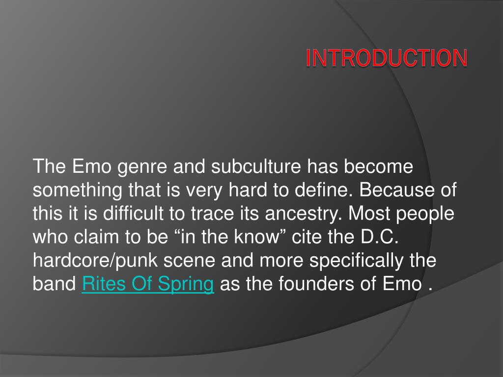PPT - Unraveling the Soul: The Evolution of Emo Music and Subculture ...