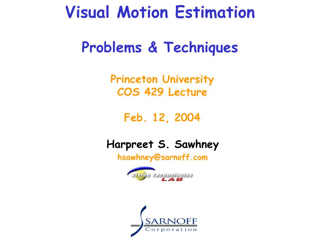 PPT - Visual Motion Estimation Problems & Techniques PowerPoint ...