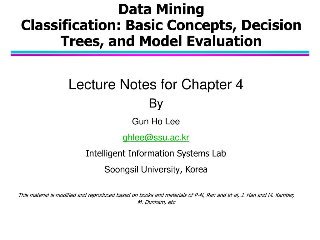 PPT - Data Mining Classification: Basic Concepts, Decision Trees, and ...