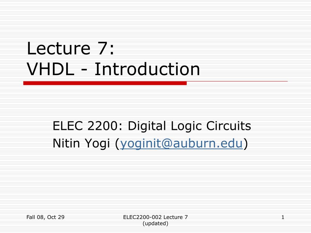 PPT - Lecture 7: VHDL - Introduction PowerPoint Presentation, free ...