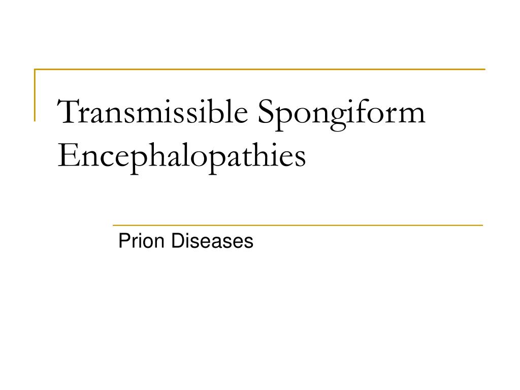 PPT - Transmissible Spongiform Encephalopathies PowerPoint Presentation ...