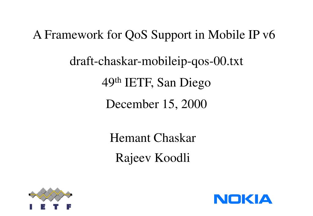 PPT - QoS Support Framework in Mobile IPv6 PowerPoint Presentation ...