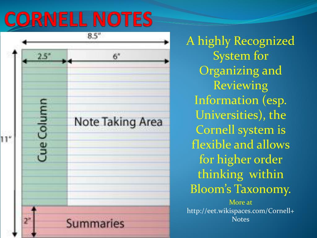 PPT - CORNELL NOTES PowerPoint Presentation, free download - ID:6377646