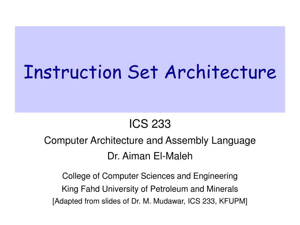 PPT - Instruction Set Architecture PowerPoint Presentation, free ...