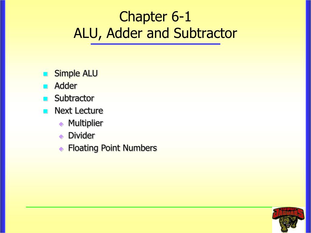 PPT - Chapter 6-1 ALU, Adder and Subtractor PowerPoint Presentation ...