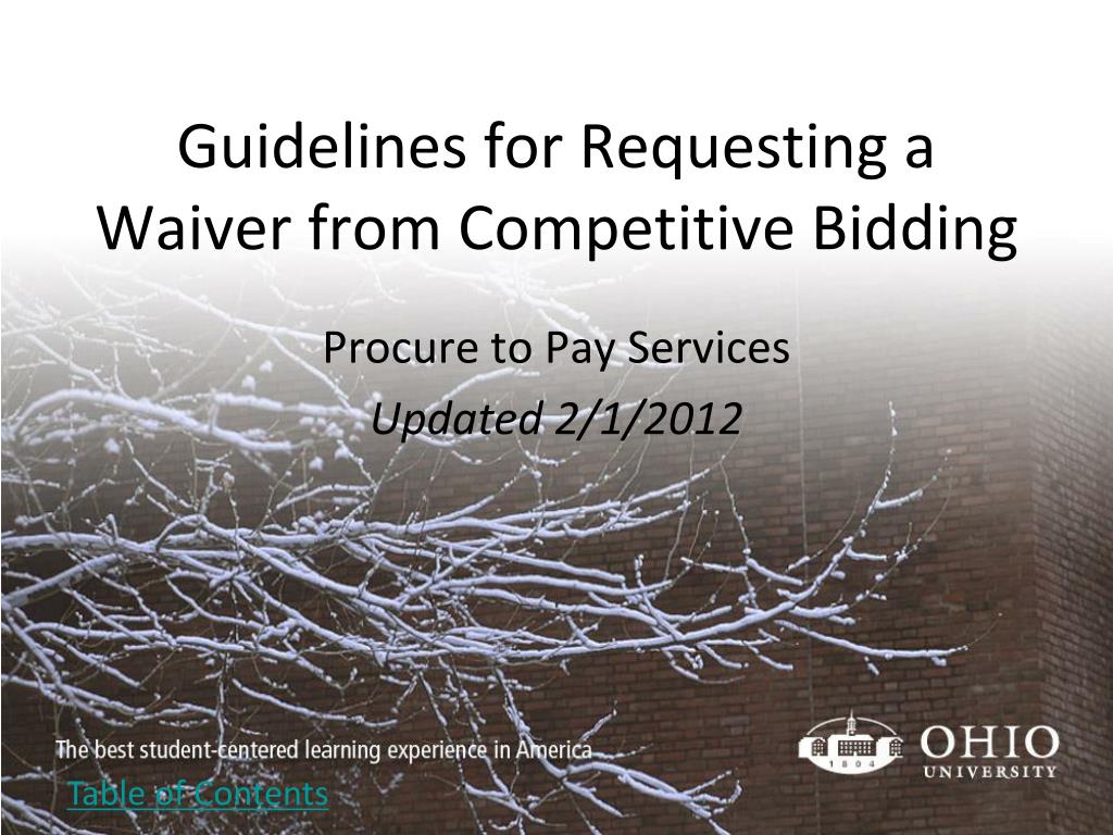 PPT - Guidelines for Requesting a Waiver from Competitive Bidding ...