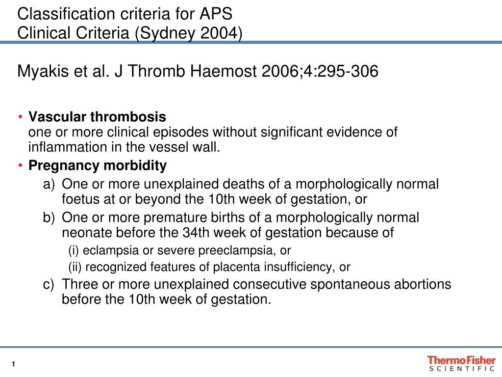 PPT - Classification criteria for APS Laboratory Criteria PowerPoint ...