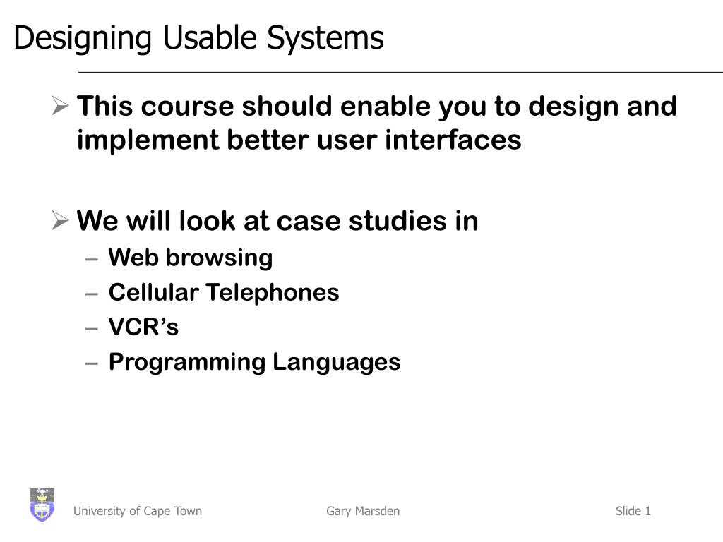 PPT - Designing Usable Systems PowerPoint Presentation, free download ...