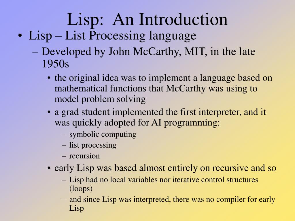 PPT - Lisp: An Introduction PowerPoint Presentation, free download - ID ...