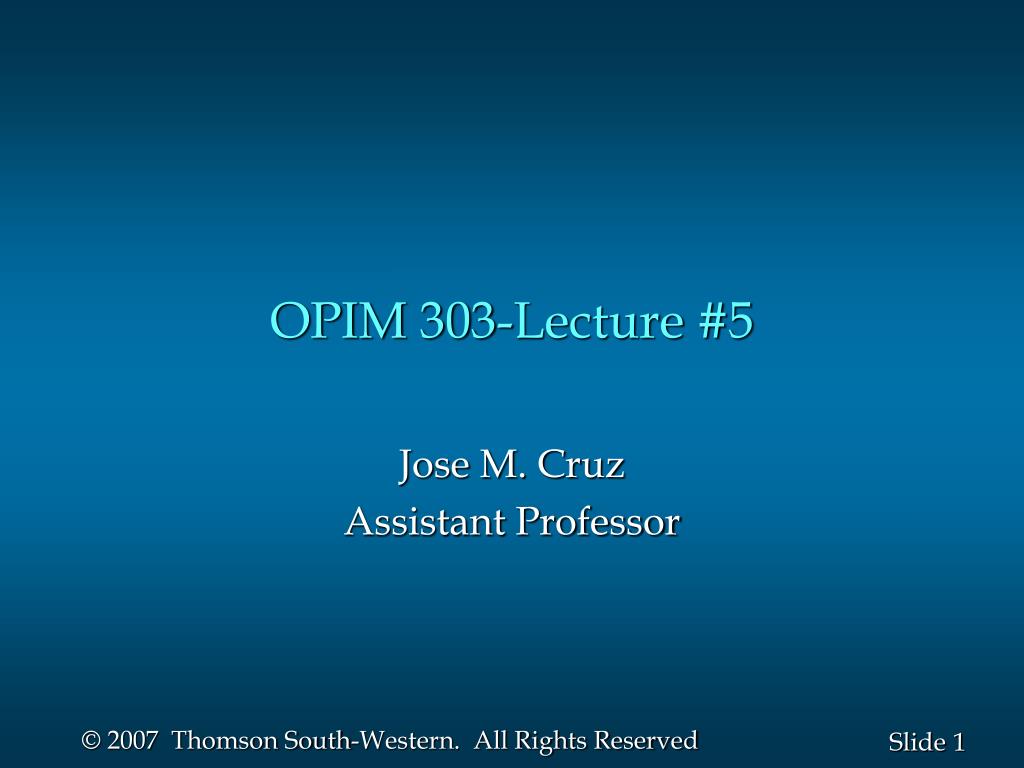 PPT - OPIM 303-Lecture #5 PowerPoint Presentation, free download - ID ...
